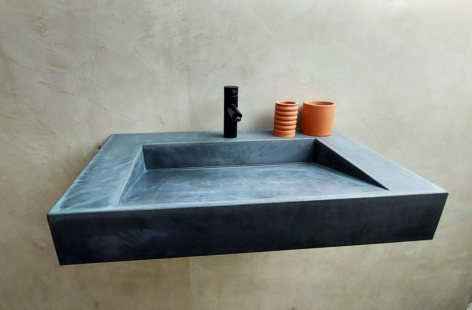 Floating Wall Mounted Concrete Sink Halfthrough Bathroom - Etsy