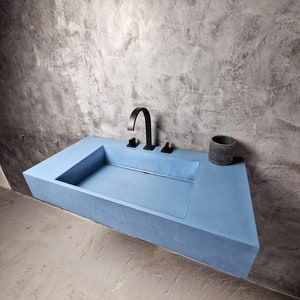 Mid Century Modern Concrete Ramp Sink: Floating Bathroom Vanity - Etsy