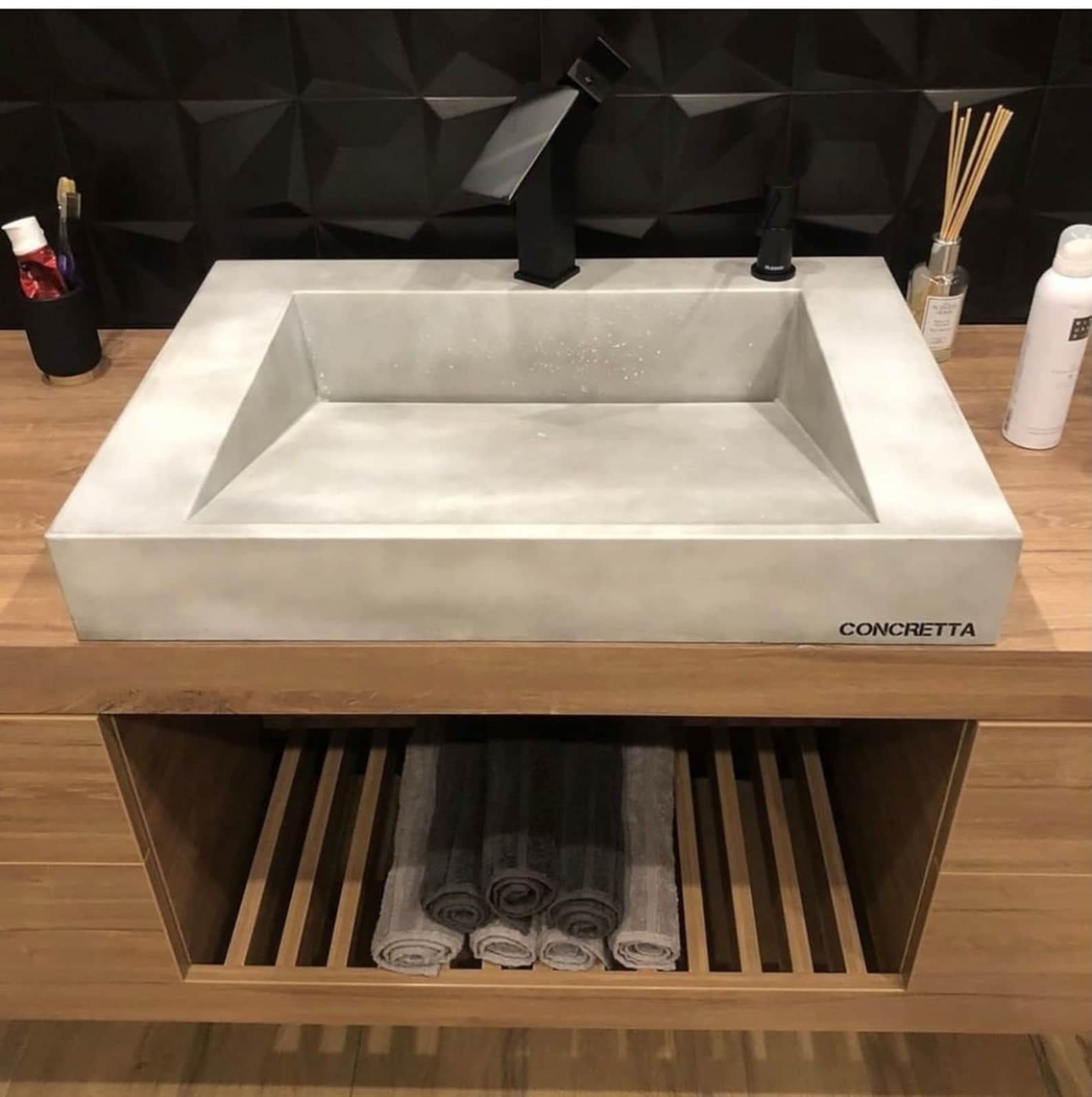 Floating Wall Mounted Concrete Sink Halfthrough Bathroom - Etsy