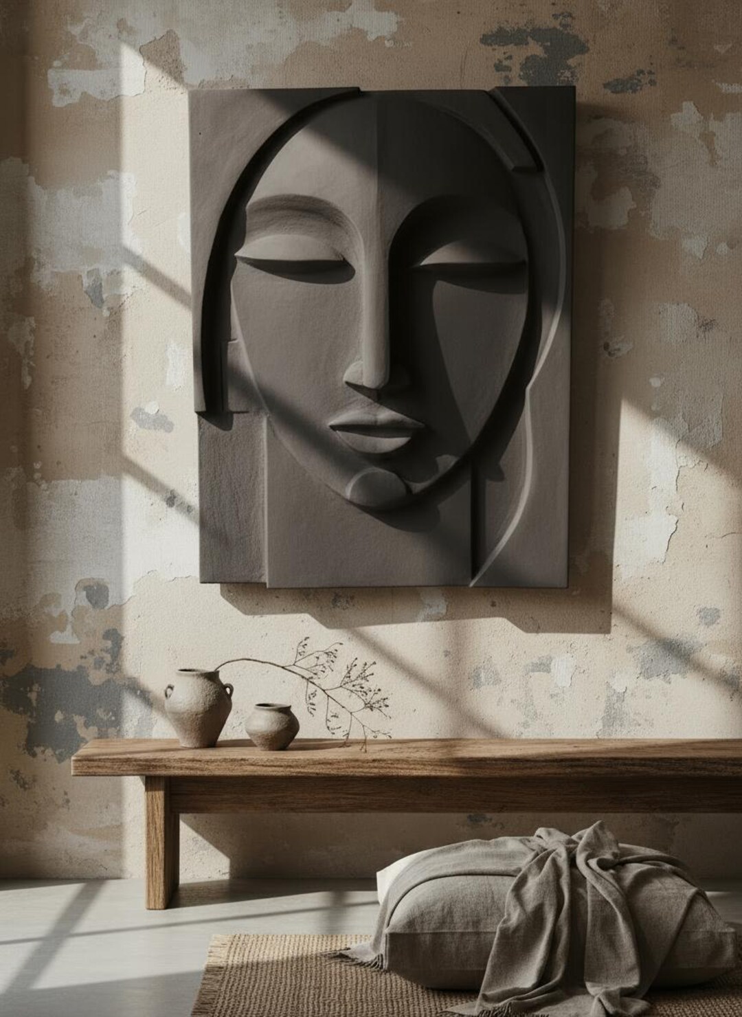 Textured Microcement Wall Art: 3D Plaster Relief Painting - Etsy