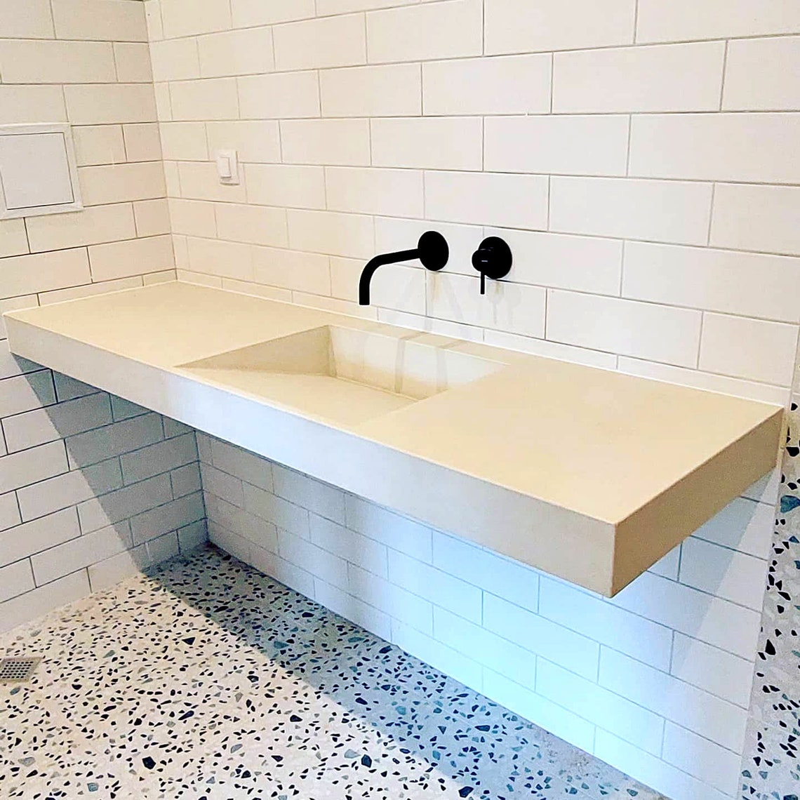 Extra Large Concrete Ramp Sink: Minimalist Floating Vanity (50") - Etsy