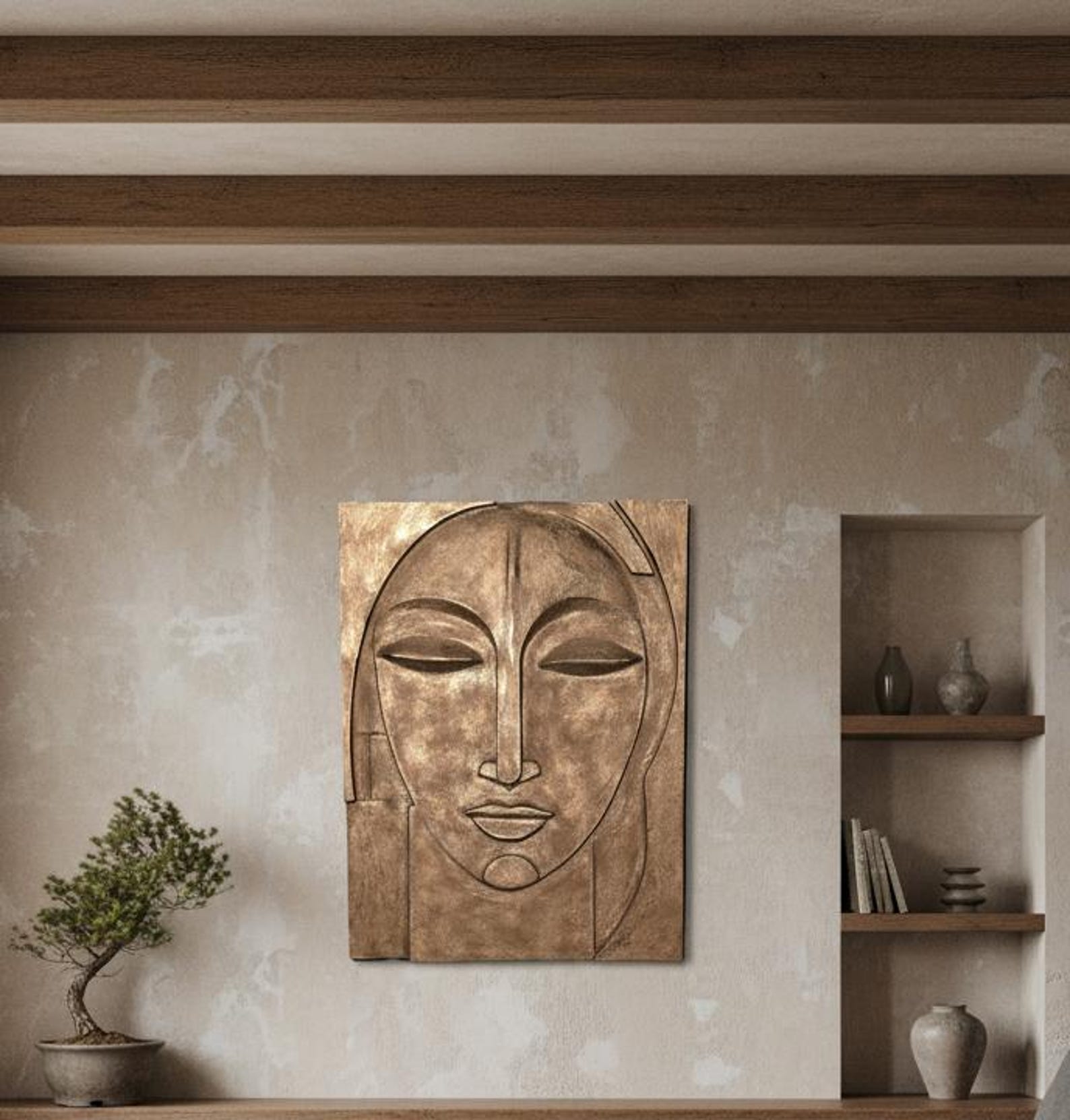 Textured Microcement Wall Art: 3D Plaster Relief Painting - Etsy