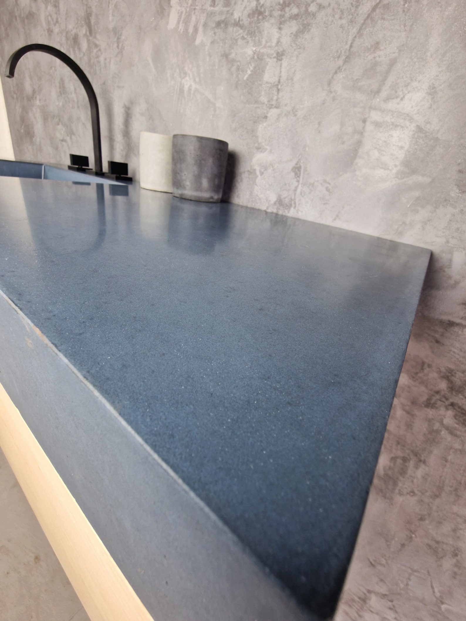 Floating Concrete Bathroom Vanity With Ramp Sink - 45" Modern Cement ...