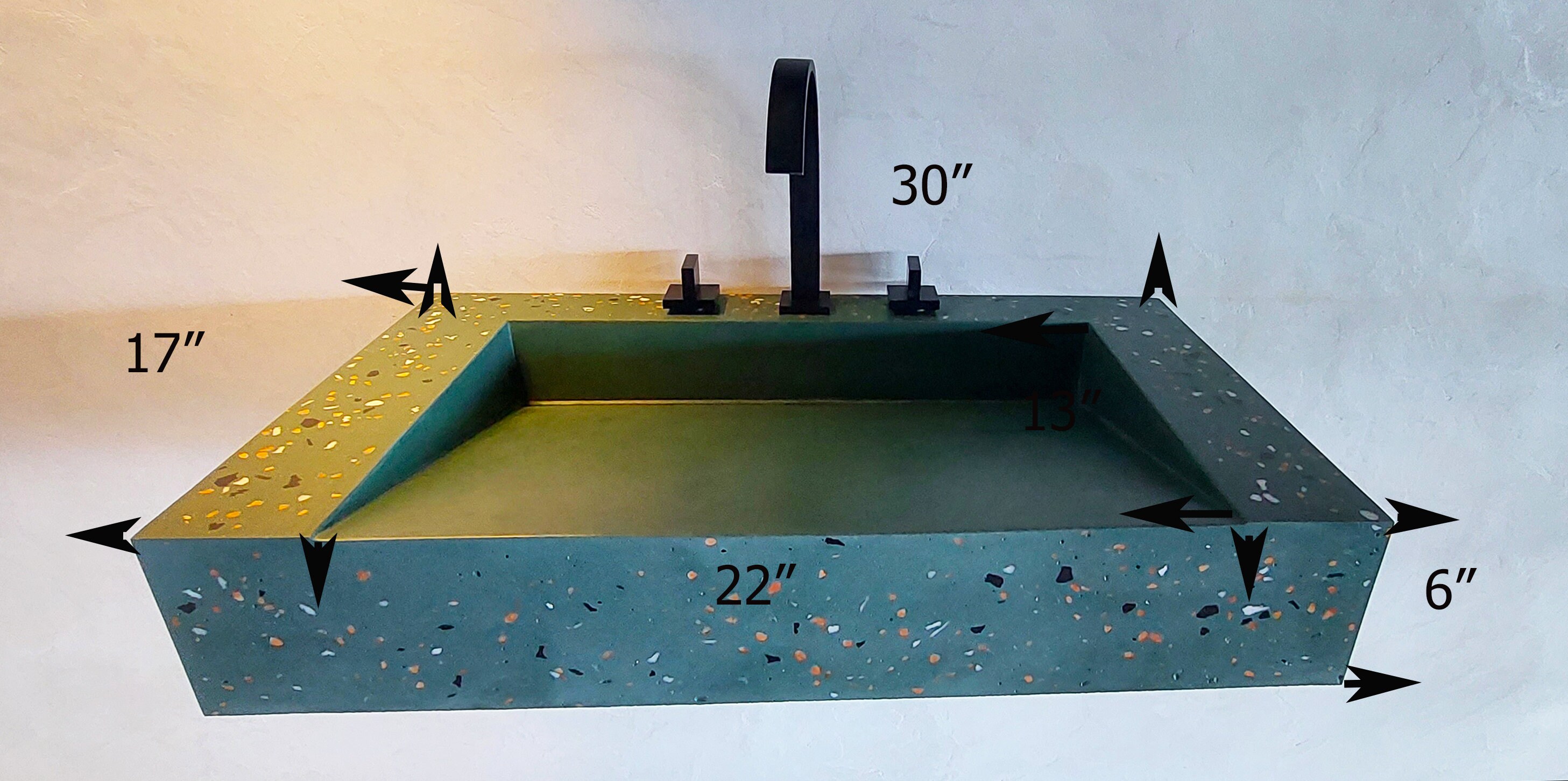 Green Terrazzo Concrete Ramp Sink - Wall Hung Cement Wash Basin - Etsy