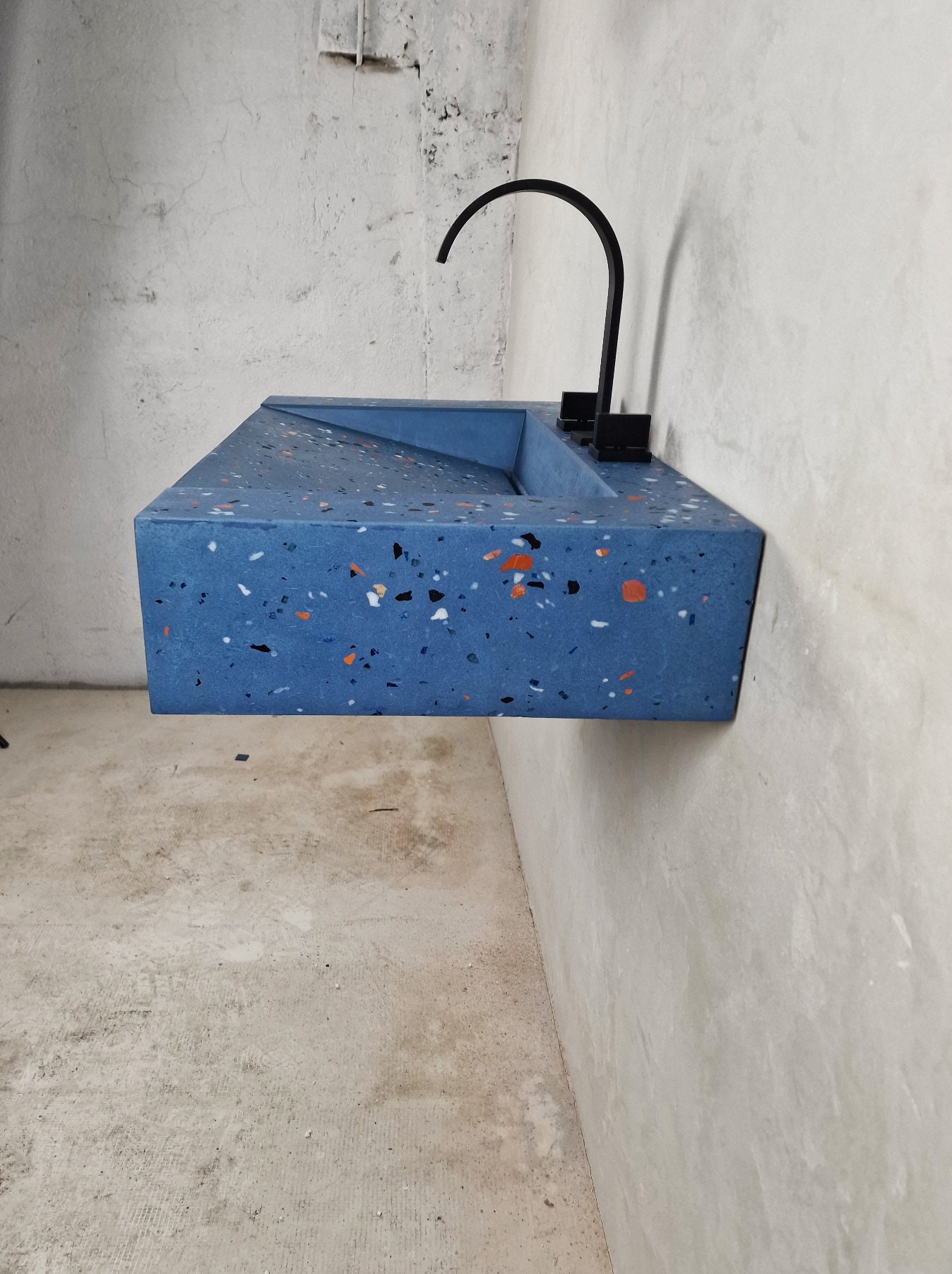 Terrazzo Sink Wall Hung Floating Ramp Sink for Modern - Etsy UK