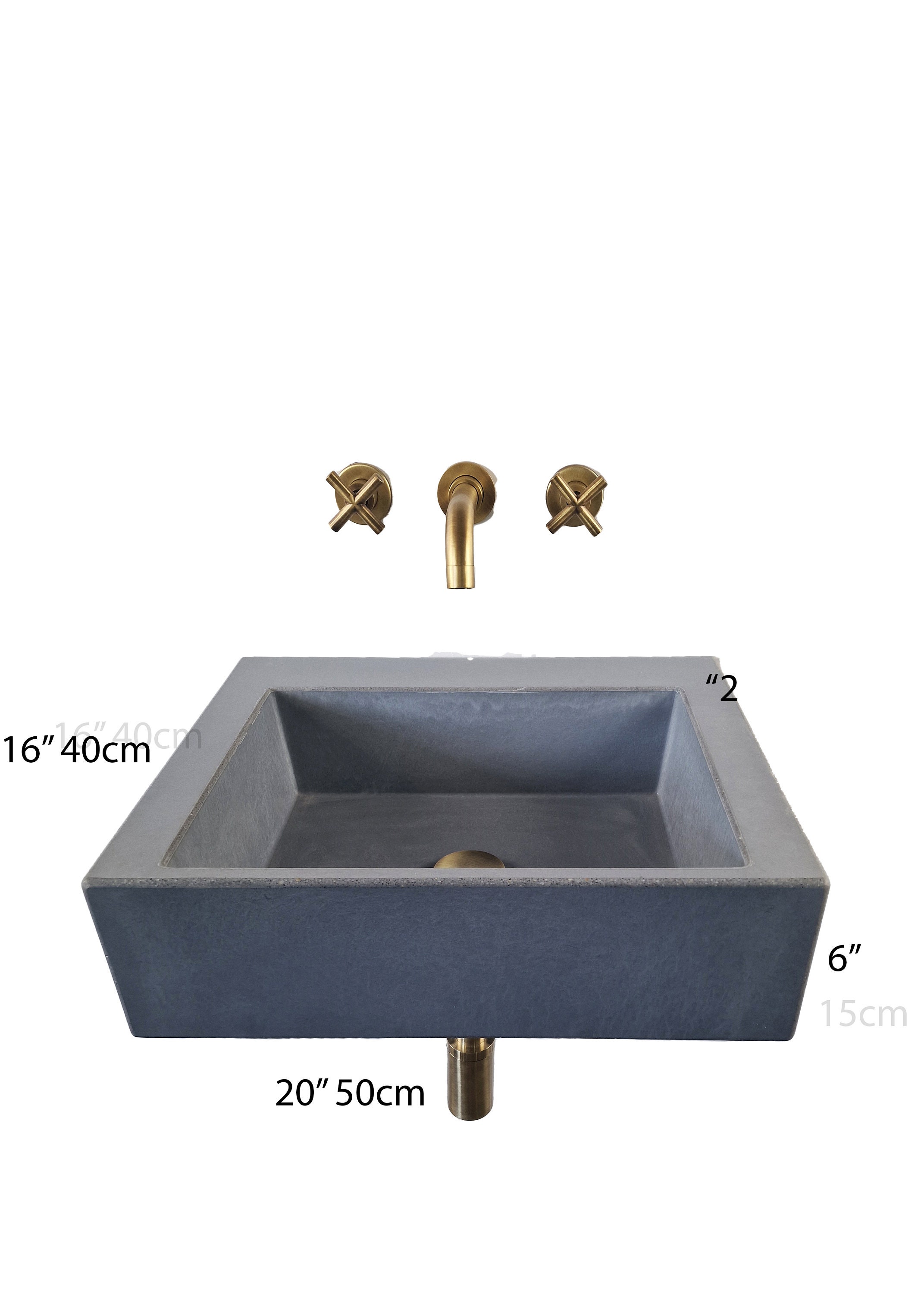 Simple Square Gray Concrete Sink, Floating Wall Mounted Bathroom ...