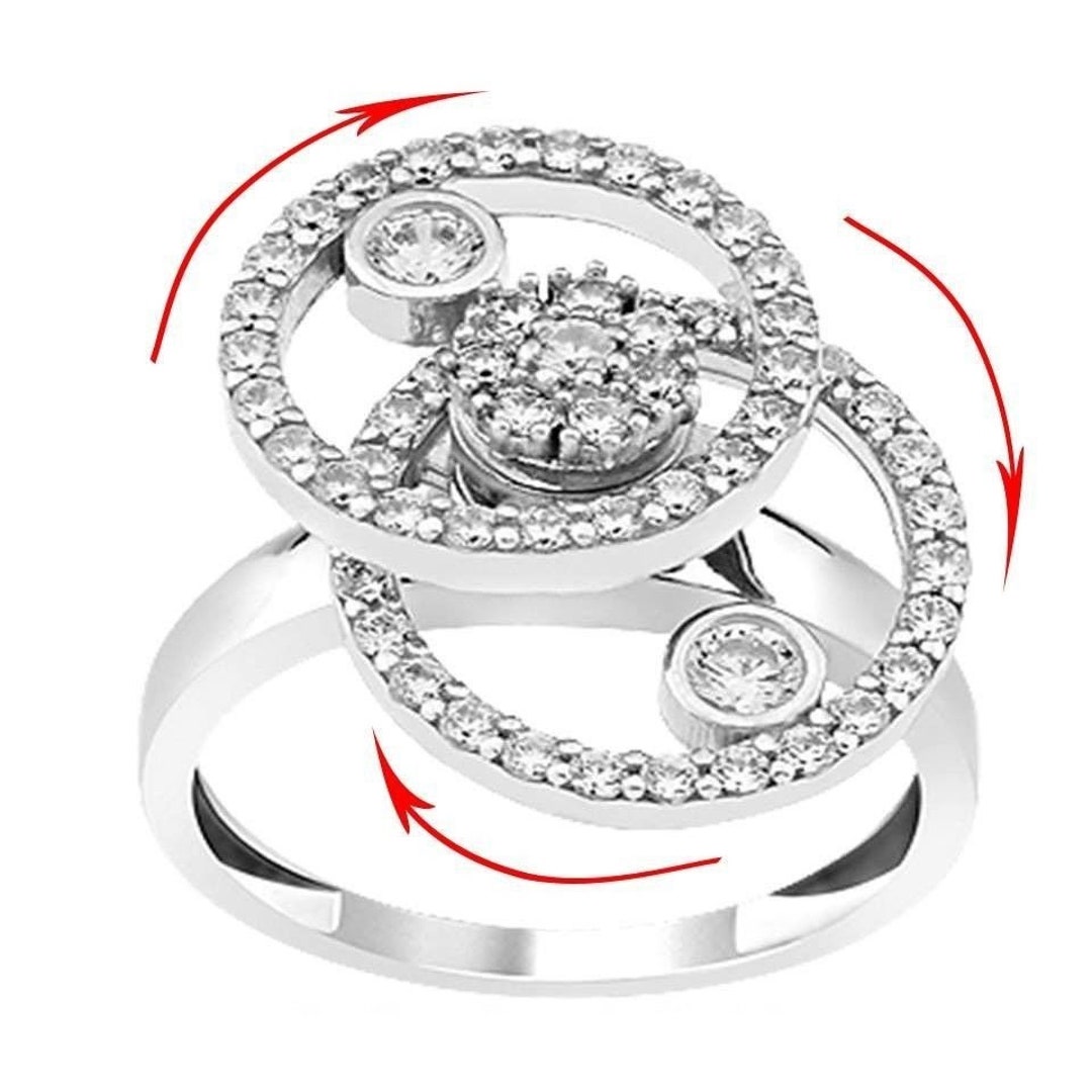 Motion Ring 2 Level 925 Sterling Silver Round Design Hypnosis Ring ...
