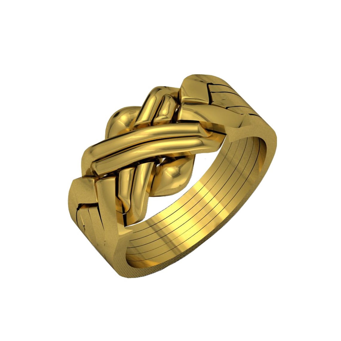 Womens & Mens Ring Turkish Handmade Puzzle Ring 6 Band Gold Plated ...
