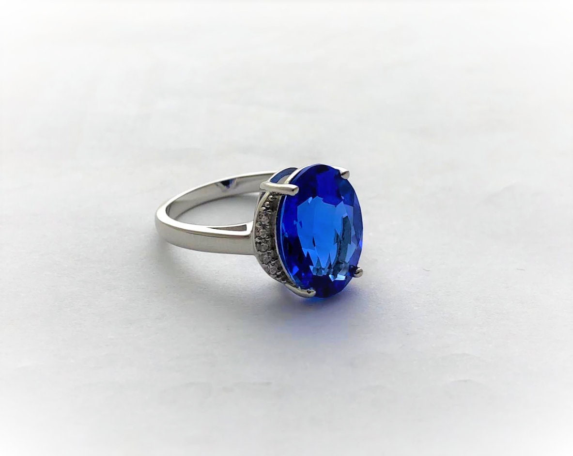 Siberian Blue Quartz Oval Ring Angel Aura Quartz Aura - Etsy