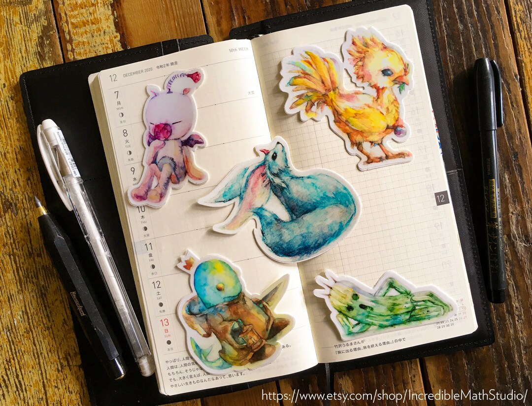 FFXV Vinyl Watercolor Mascot Stickers - Moogle, Cactuar, Chocobo ...