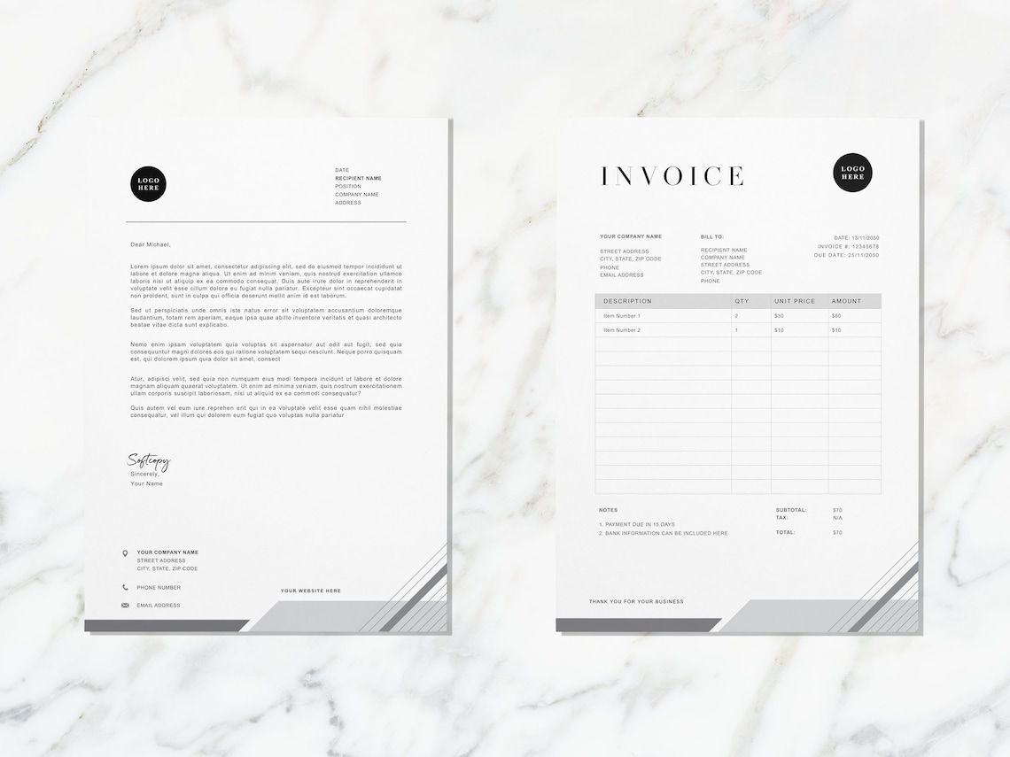 Invoice and Letterhead Template Word | Printable Invoice | Printable ...