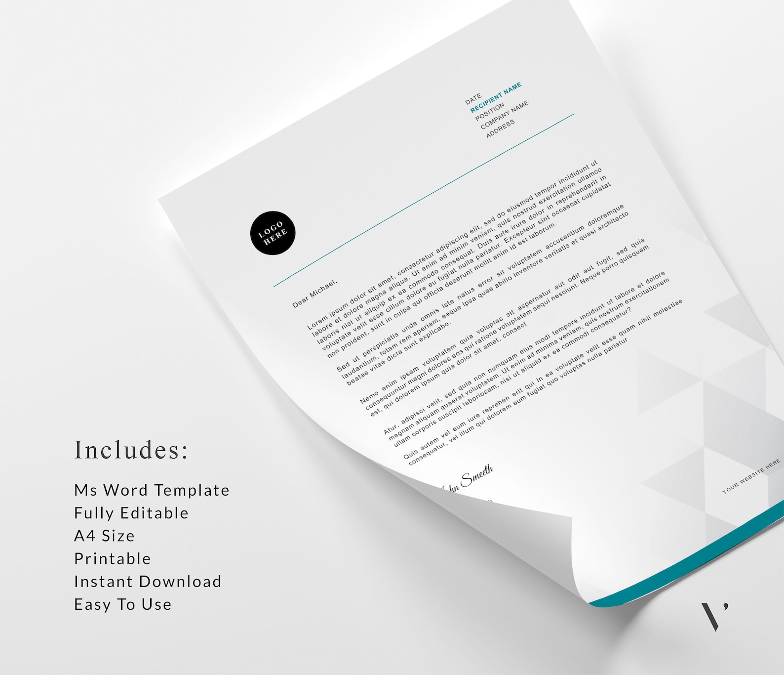 Modèle de papier à en-tête Word modifiable, PDF imprimable, papier à en ...