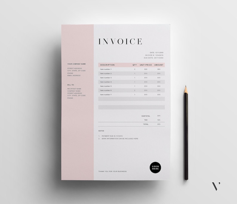 Editable Invoice Template | Minimalist Business Form (MS Word) - Etsy