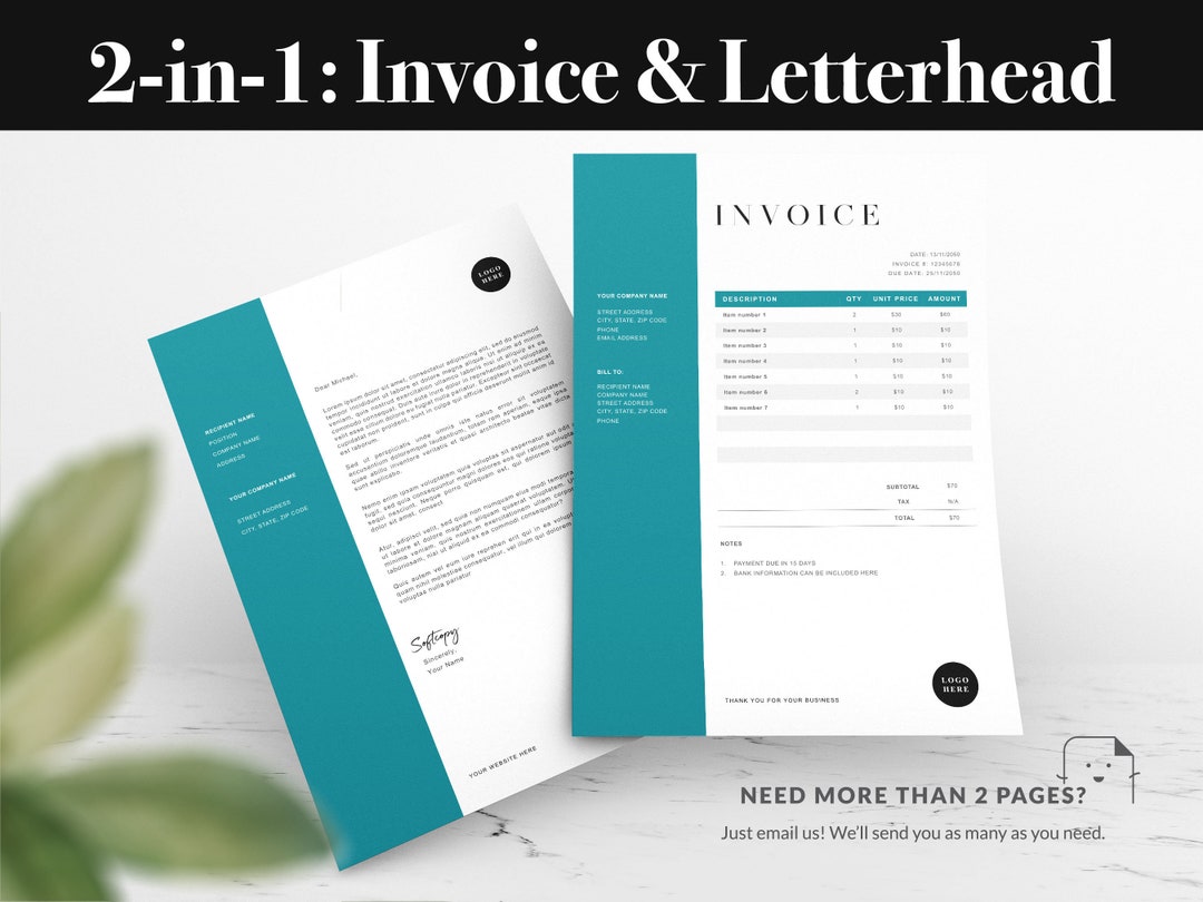 Invoice and Letterhead Template Word | Printable Invoice | Printable ...
