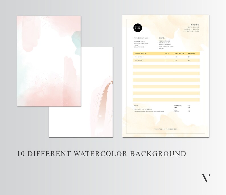 Invoice Template Word Printable Invoice Custom Order Forms Business ...