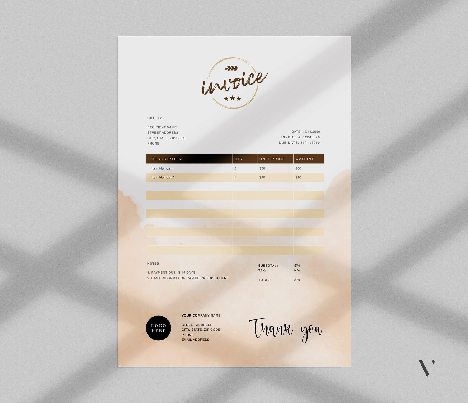 Bakery Invoice Template Invoice Template Word Printable Invoice ...