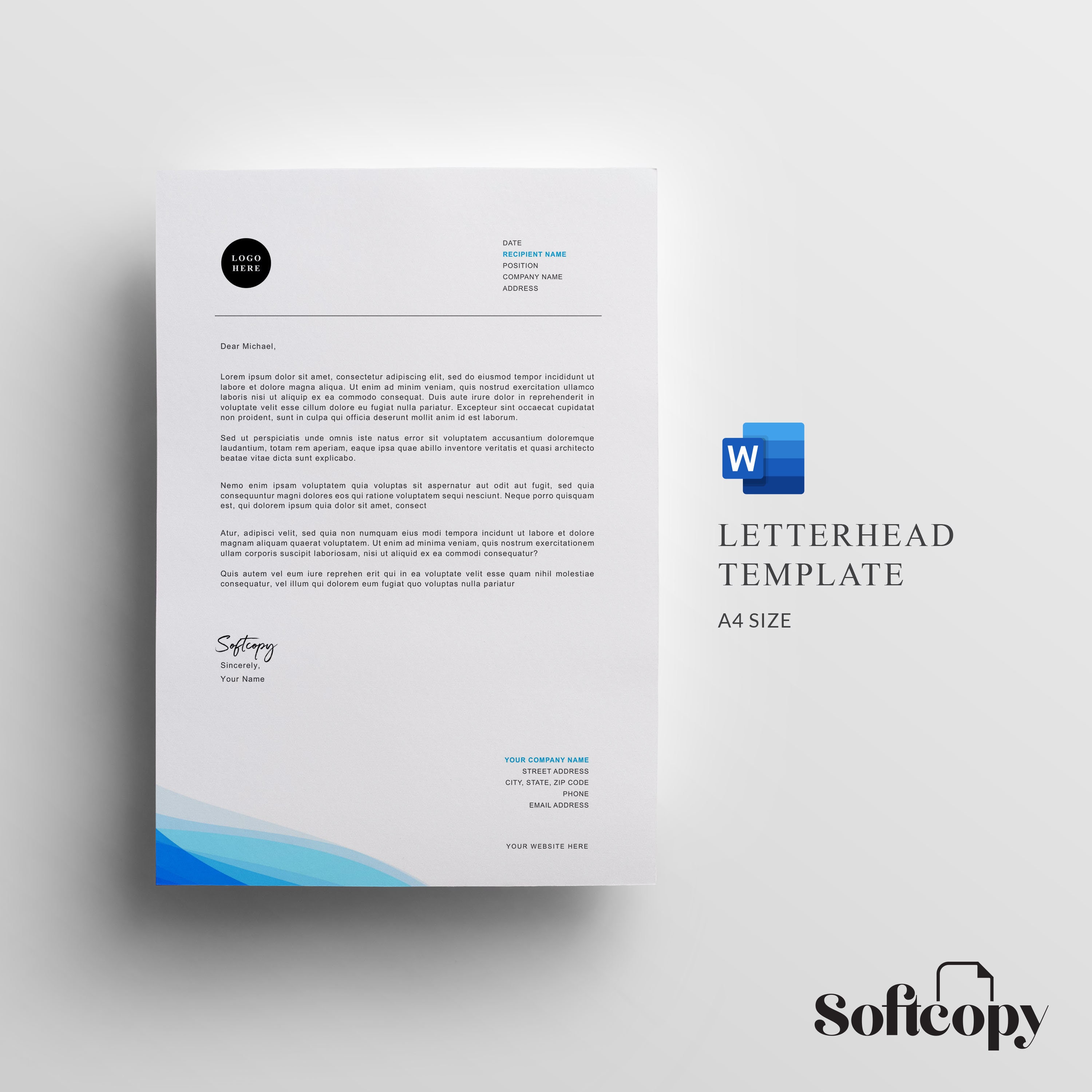 Letterhead Template Word Editable, Pdf Printable, Business Letterhead ...