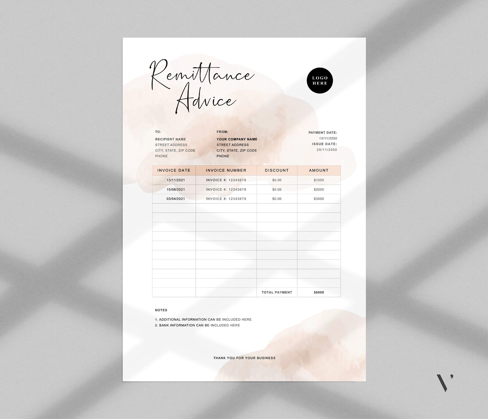 Invoice Template Word | Remittance Advice | Printable Invoice ...