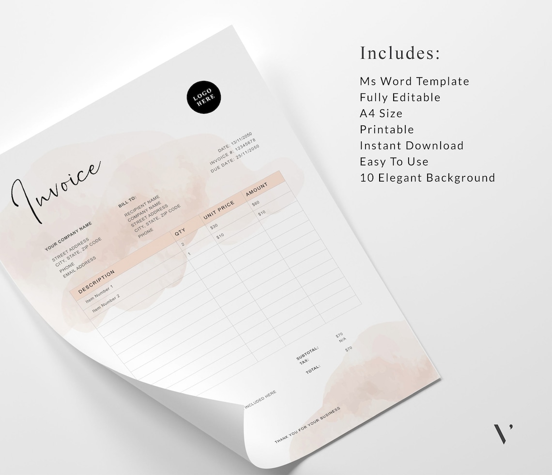 Invoice Template Word Remittance Advice Printable Invoice Business ...