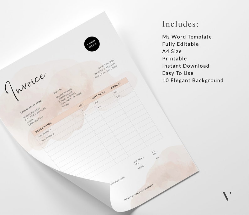 Invoice Template Word | Remittance Advice | Printable Invoice ...