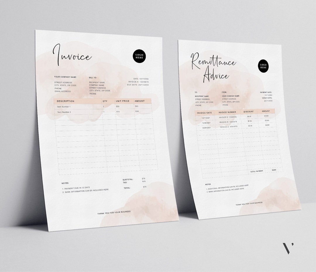 Invoice Template Word | Remittance Advice | Printable Invoice ...