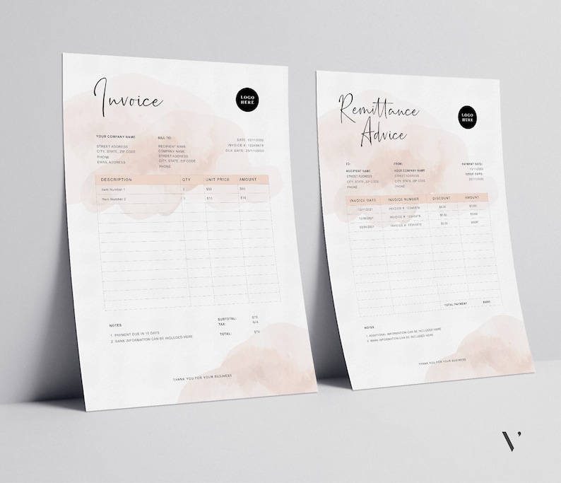 Invoice Template Word | Remittance Advice | Printable Invoice ...