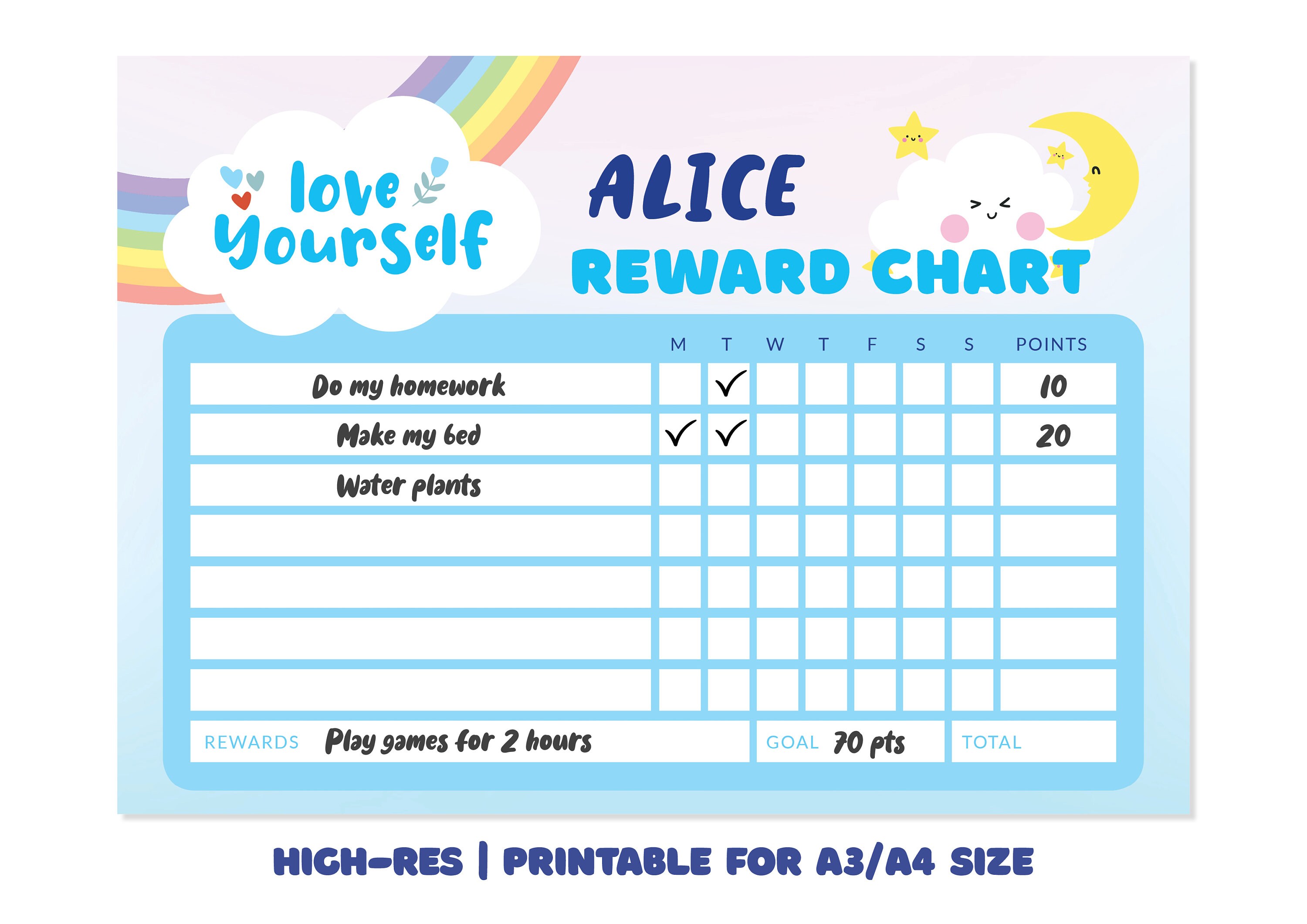 PRINTABLE Cute Adorable Reward Chart Behavior Chart | Etsy