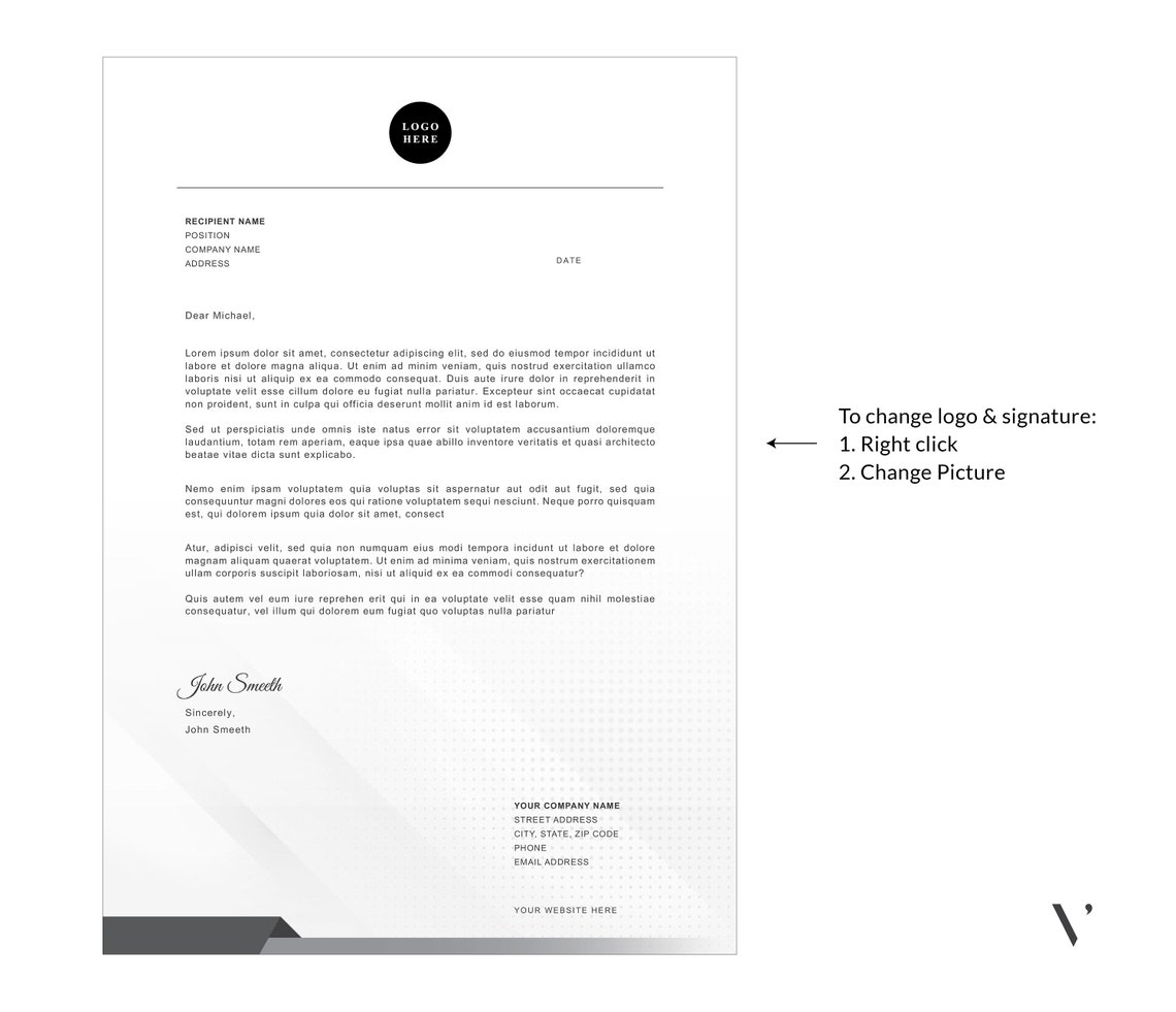 Letterhead Template Word Editable, Pdf Printable, Business Letterhead ...