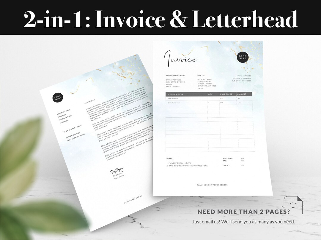 Invoice and Letterhead Template Word | Printable Invoice | Printable ...