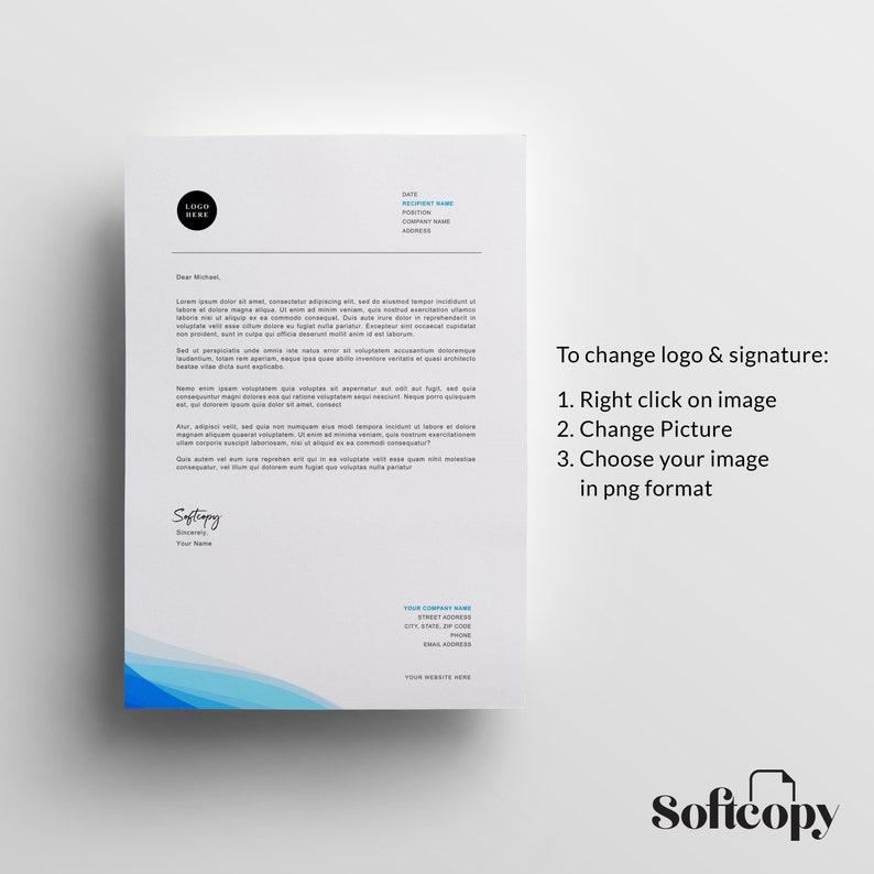 Editable Business Letterhead Template, Modern Corporate Design (PDF ...
