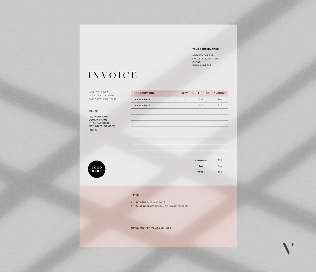 Invoice Template Word | Printable Invoice | Custom Order Forms ...