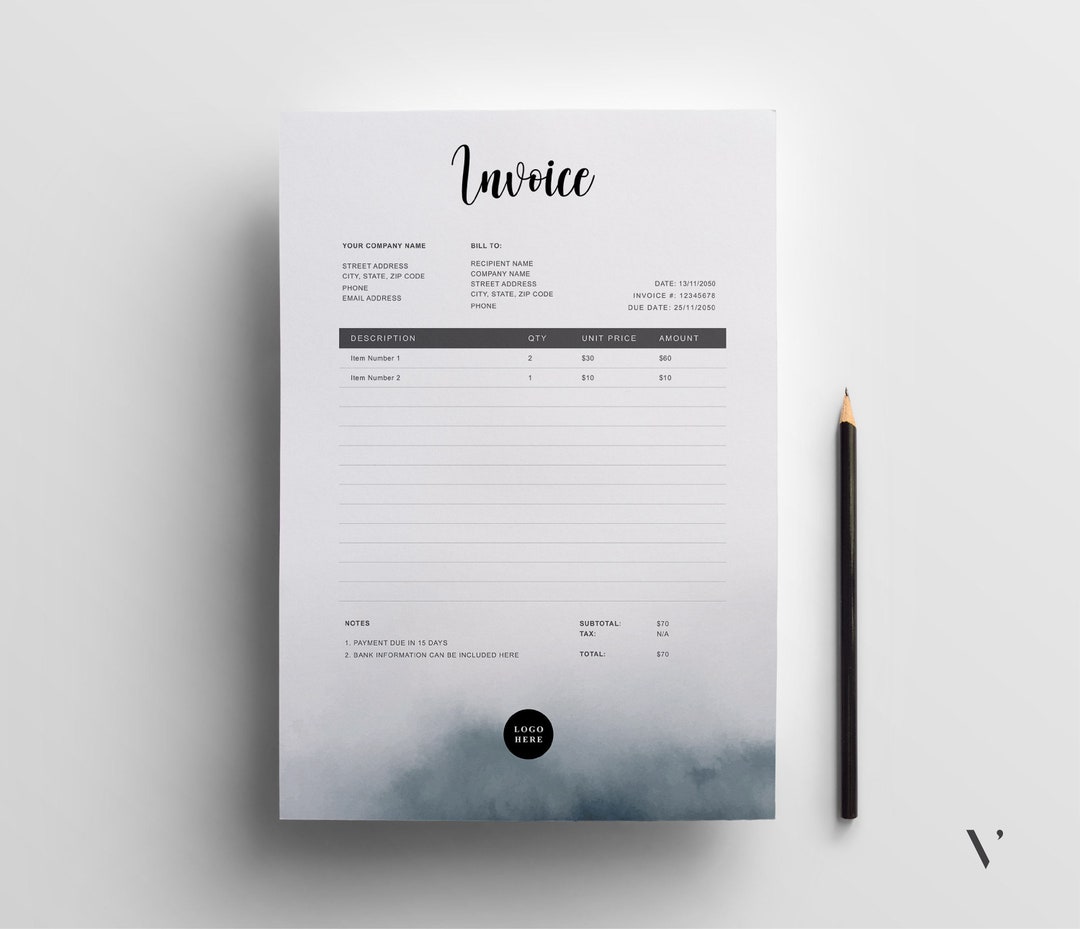 Invoice Template Word Printable Invoice Custom Order Forms Etsy invoice-template-word-printable-invoice-custom-order-forms-etsy