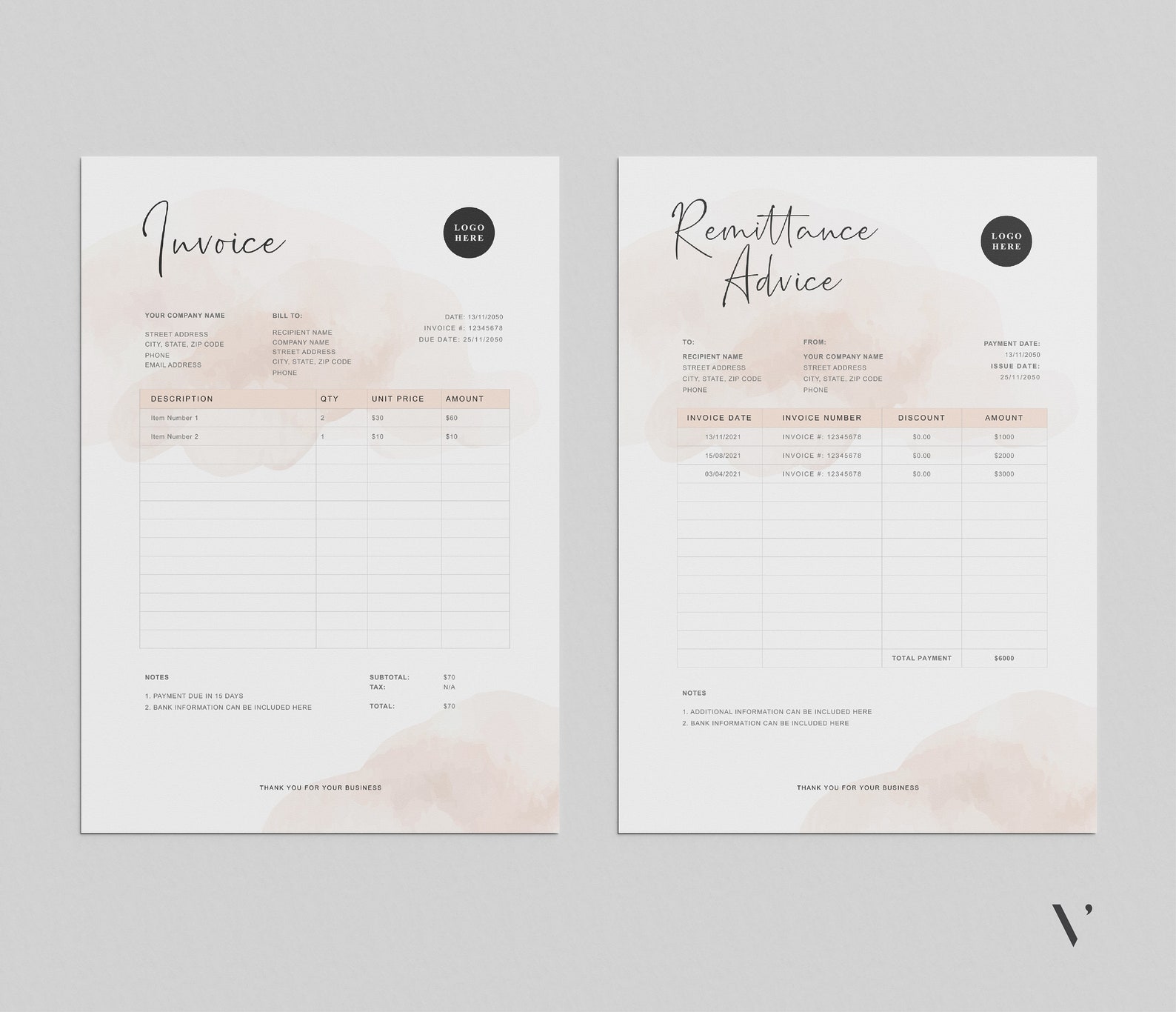 Invoice Template Word | Remittance Advice | Printable Invoice ...