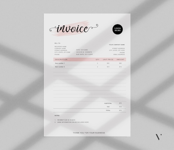 Modèle de facture Word de facture imprimable Formulaires - Etsy France