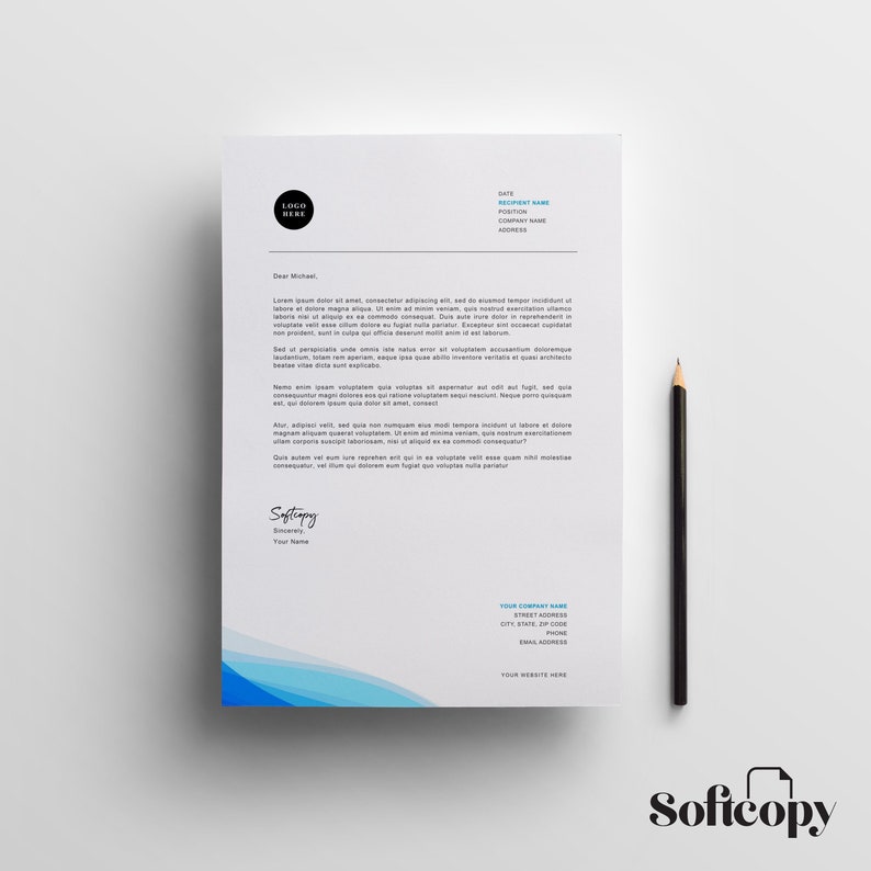 Letterhead Template Word Editable, Pdf Printable, Business Letterhead ...