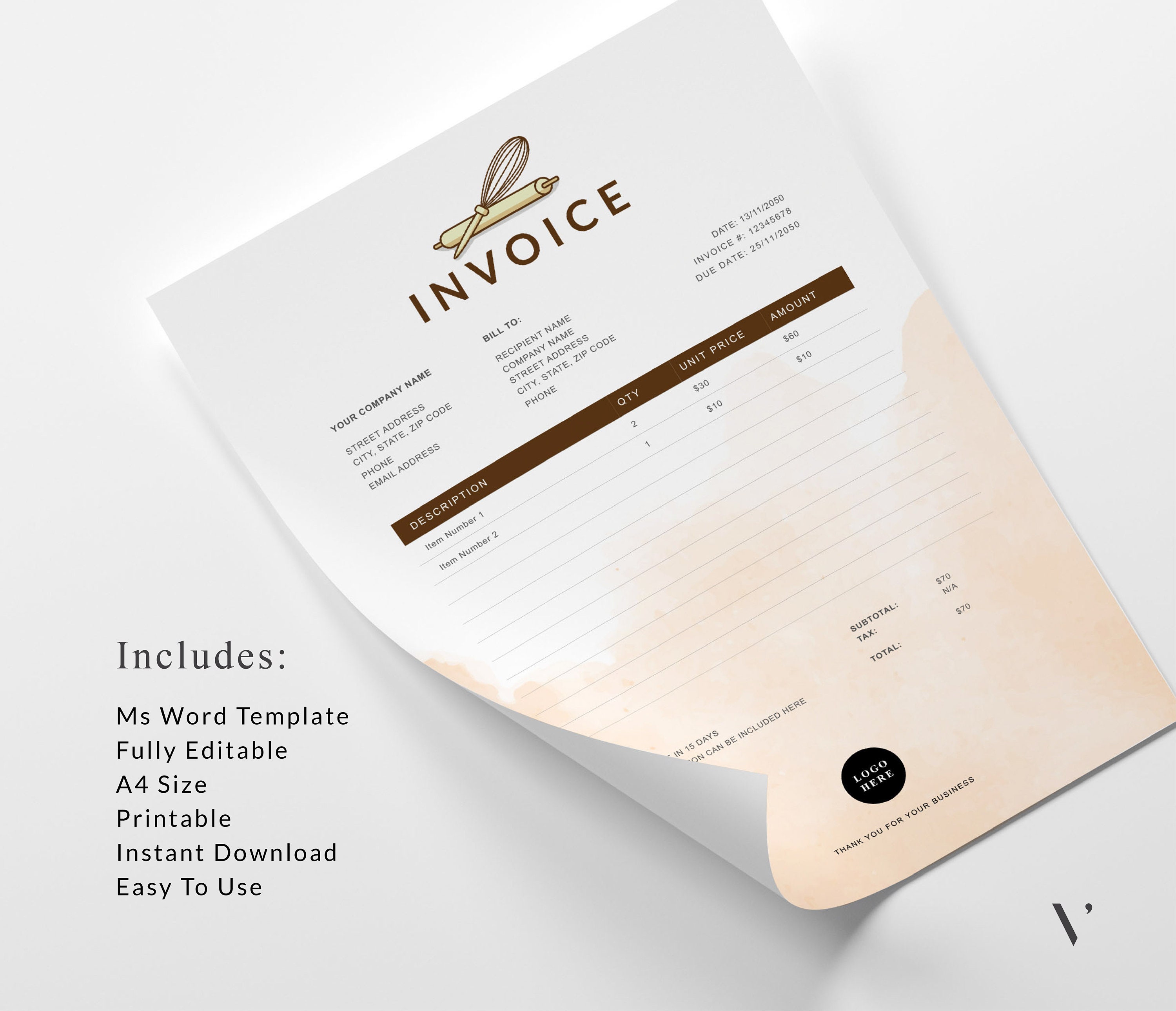 Plantilla de factura de panadería / Plantilla de factura de panadería ...