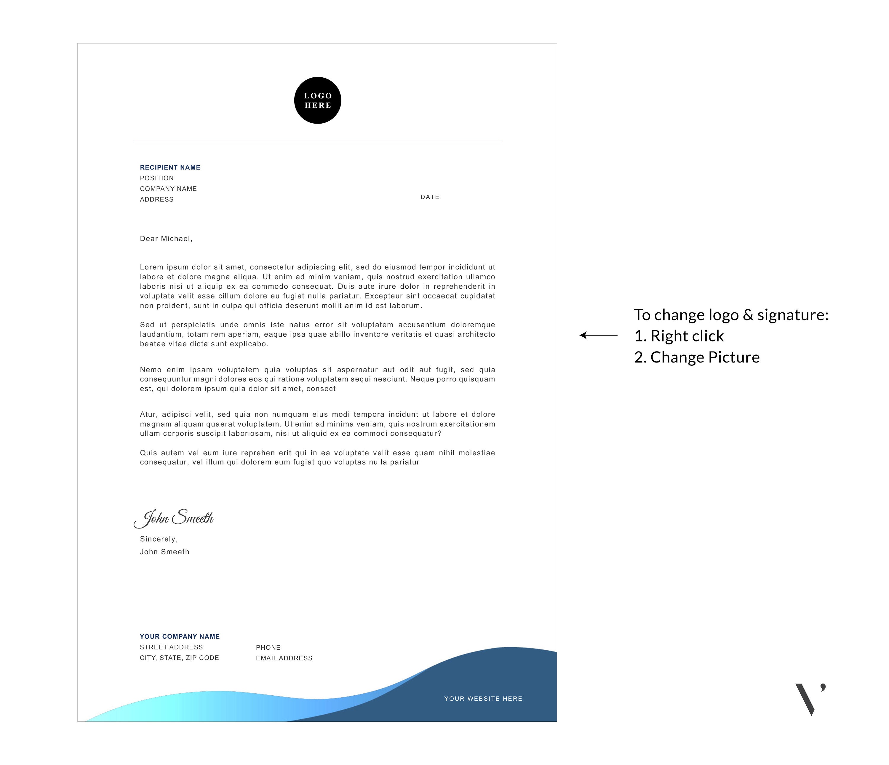 Letterhead Template Word Editable, Pdf Printable, Business Letterhead ...