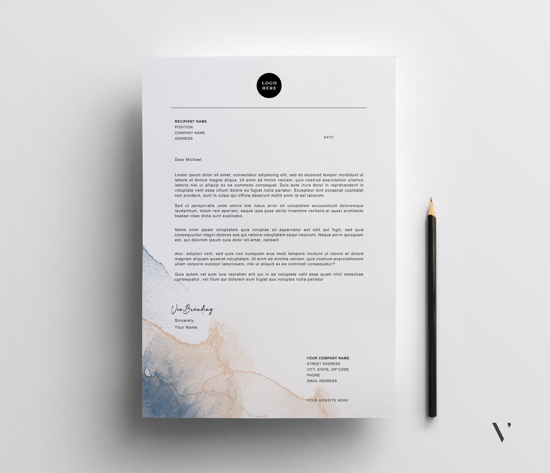 Editable Business Letterhead Template, Modern Corporate Design ...