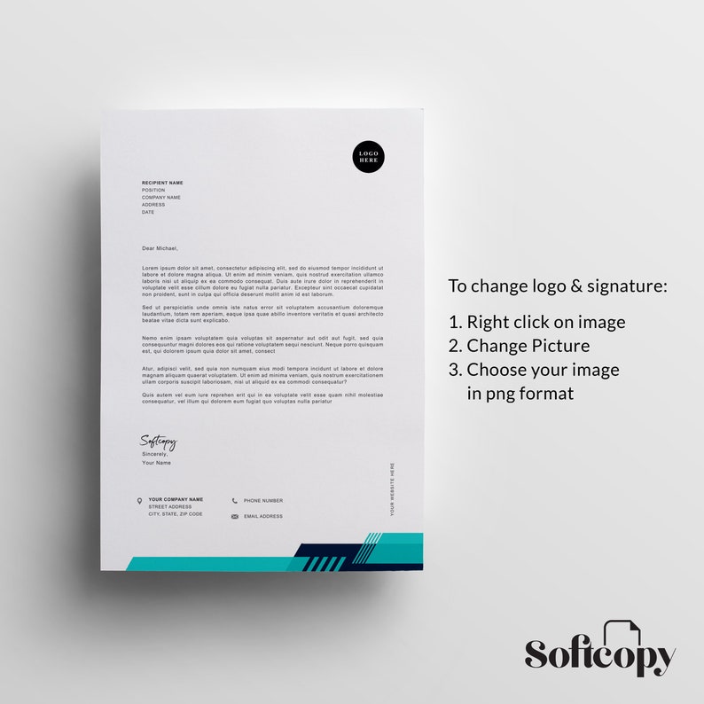 Editable Business Letterhead Template, Modern Corporate Design (word ...