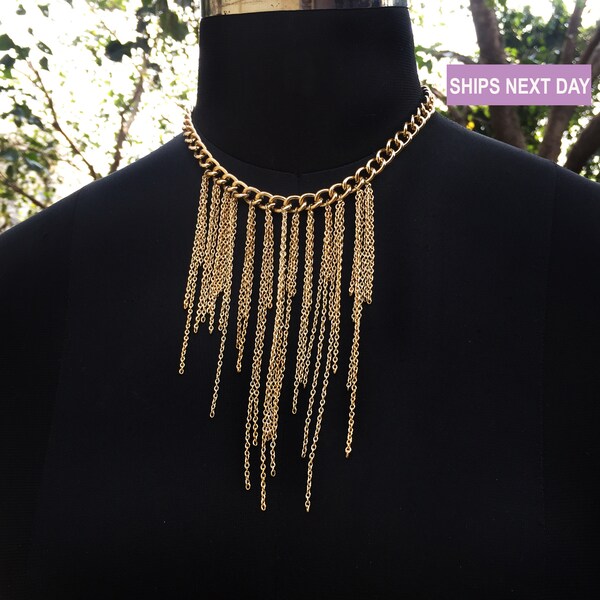 Gold Bib Necklace - Etsy