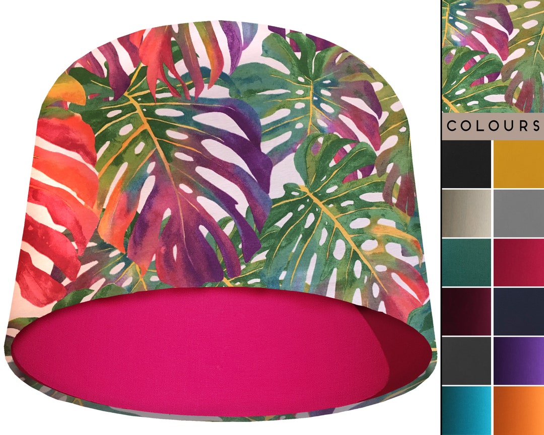 Tropical Lampshade, Monstera Lampshade, Jungle Leaf Print, Ceiling ...