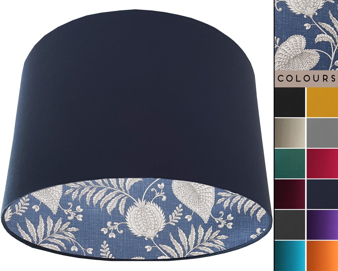 Navy Blue Lampshade, Botanical Lampshade, Ceiling Light Shade, Ceiling ...