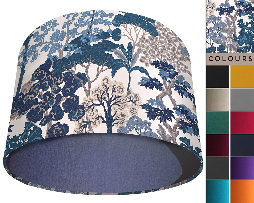 Botanical Blue Lampshade, UK Handmade Light Shade, Table Lamp Shade ...