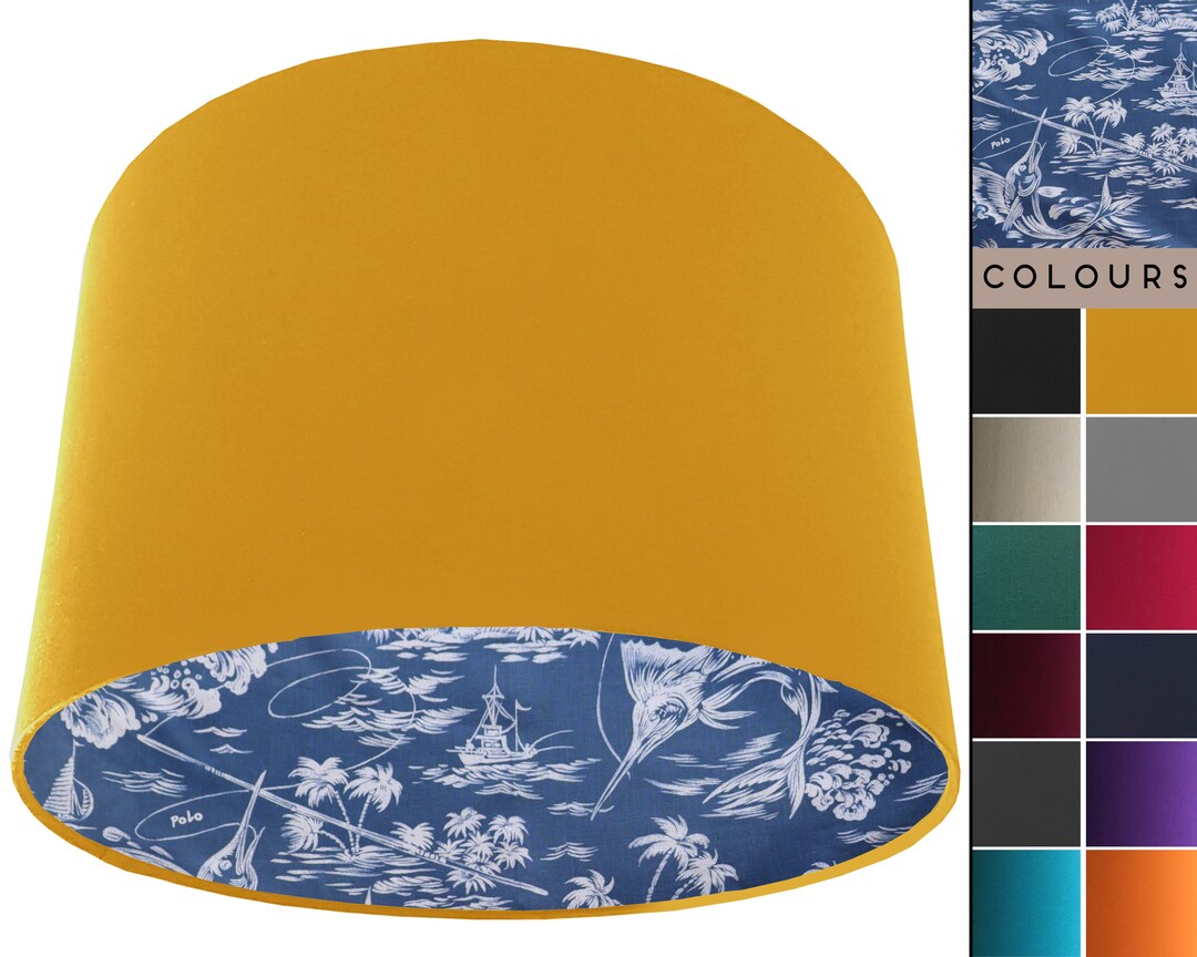 Modern Coastal Lampshade, Blue Light Shade, Table Lamp Shade, Nautical ...