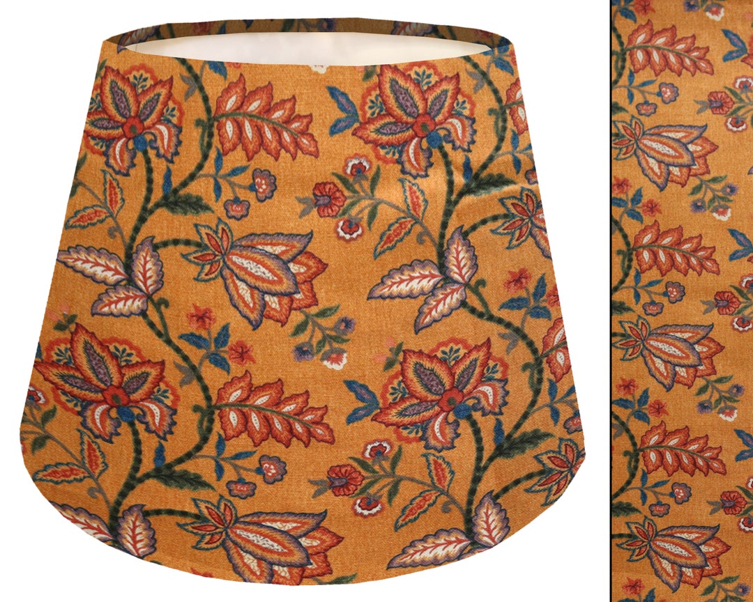 Inspired Oriental Orange Lampshade, UK Handmade Tapered Conical Light ...