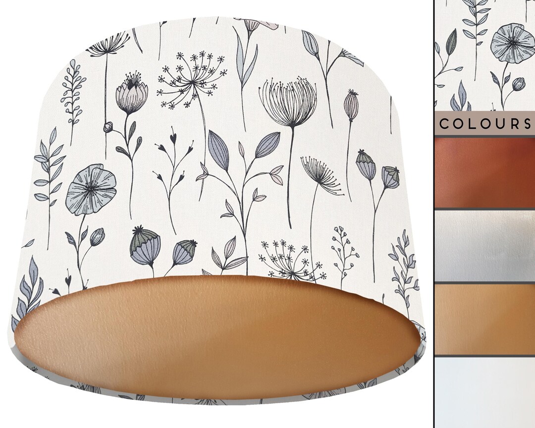 Wildflower Scandi Lampshade With Gold, Copper or Silver Lining ...