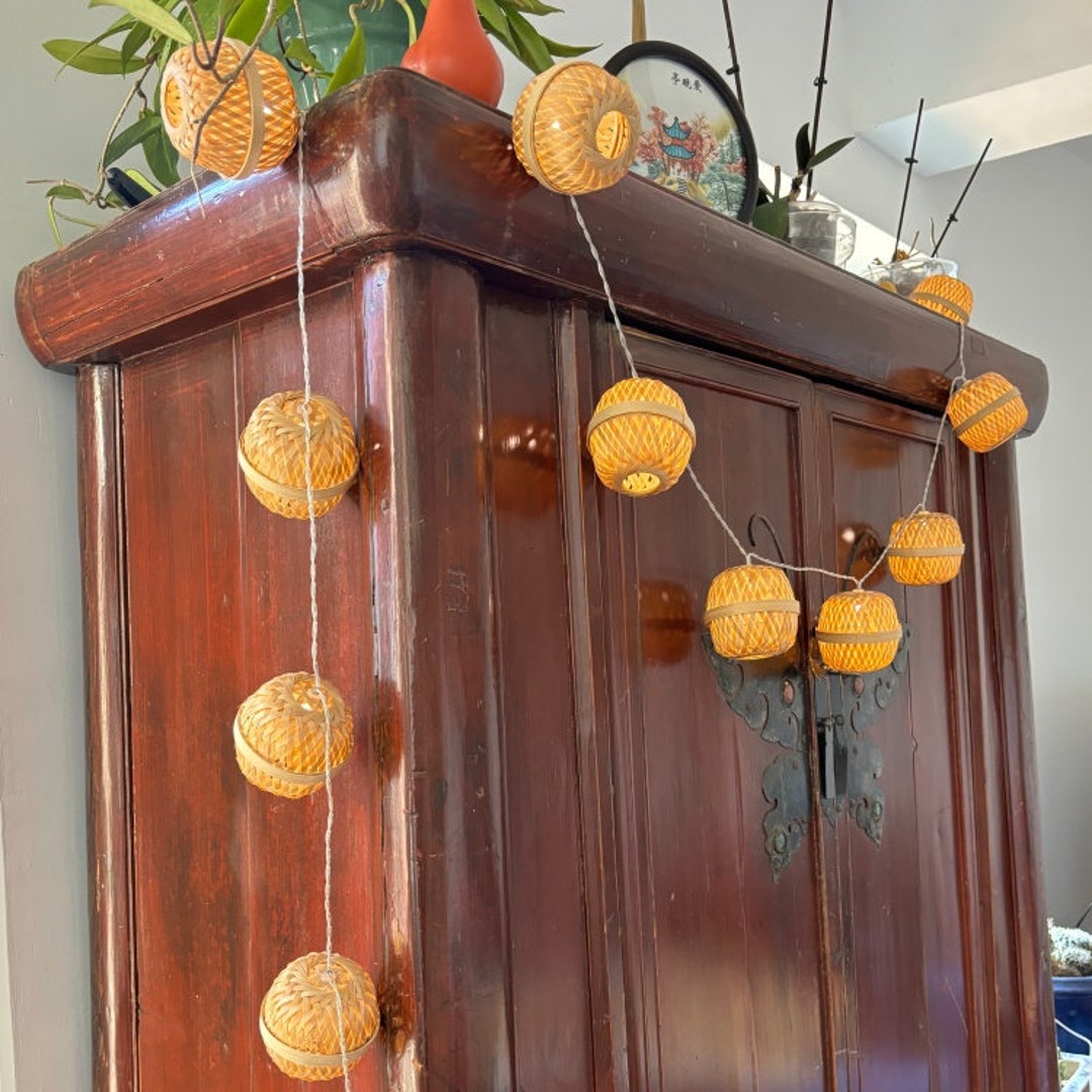 3m Indoor LED Light Garland, 12 Bamboo Spheres, Transformer and Plug ...