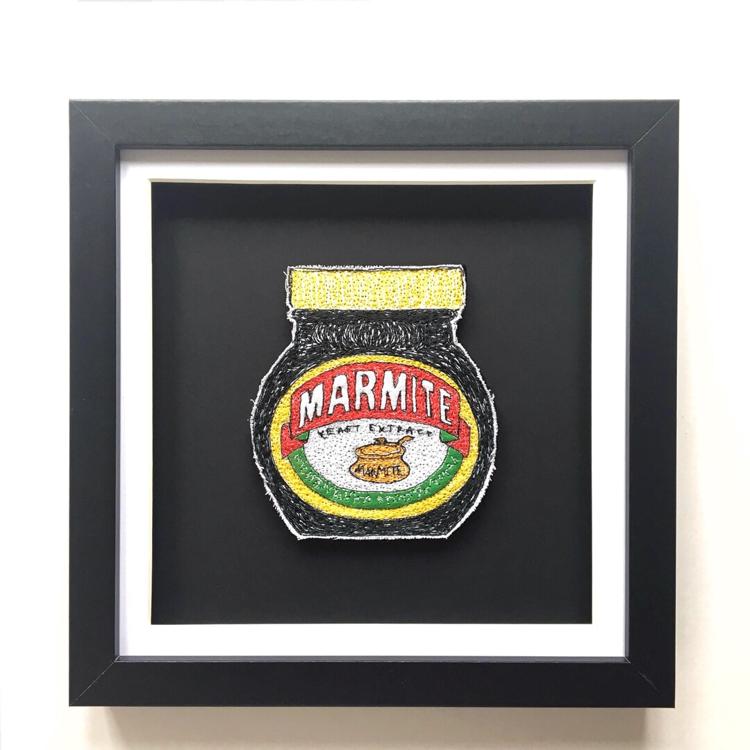 Marmite Sewn Artwork - Handmade - Thread Drawing - Stitched Artwork - Etsy