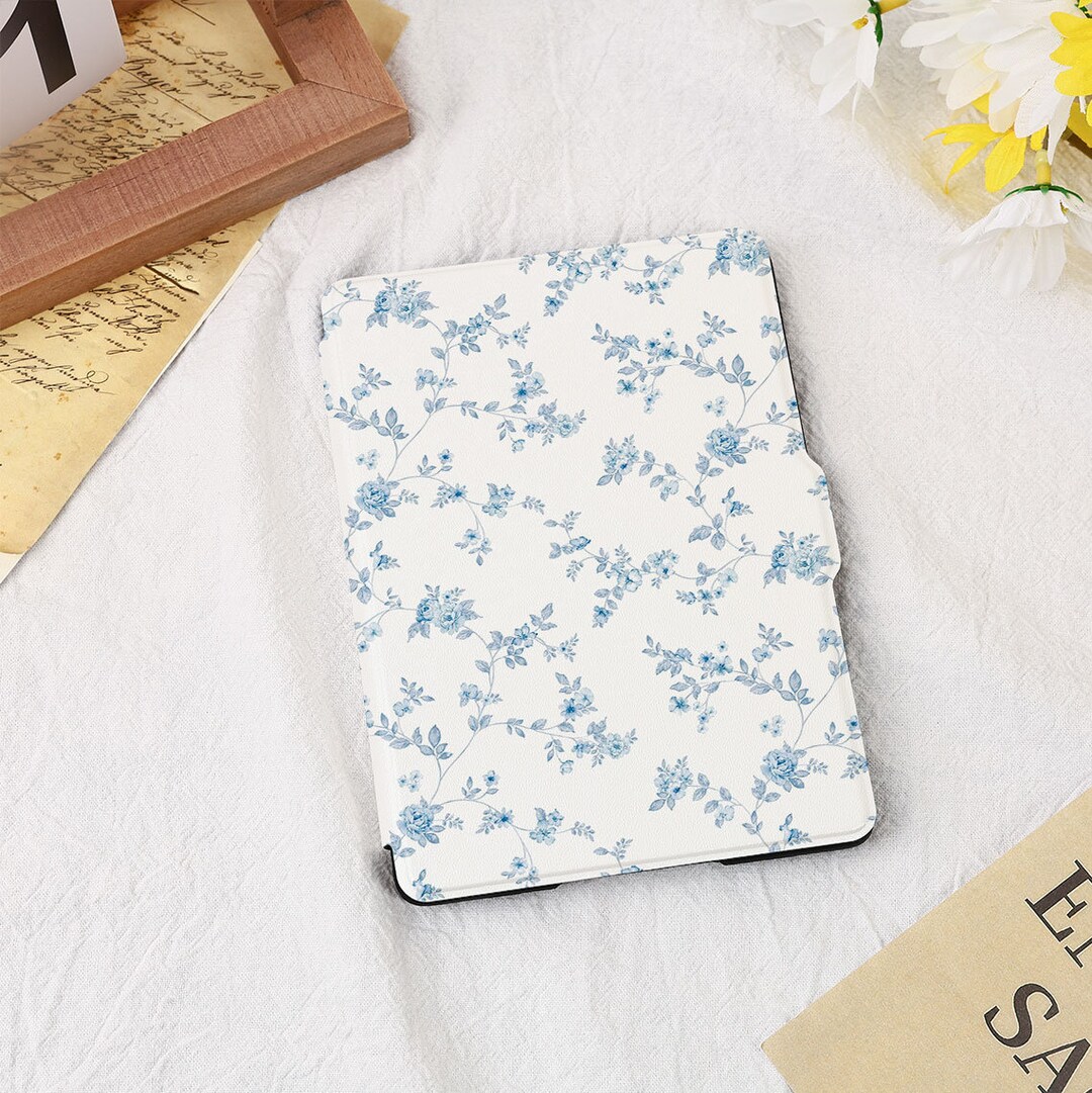 Light Blue Floral Kindle Case Cover for Kindle 11 Paperwhite 1/2/3/4 ...
