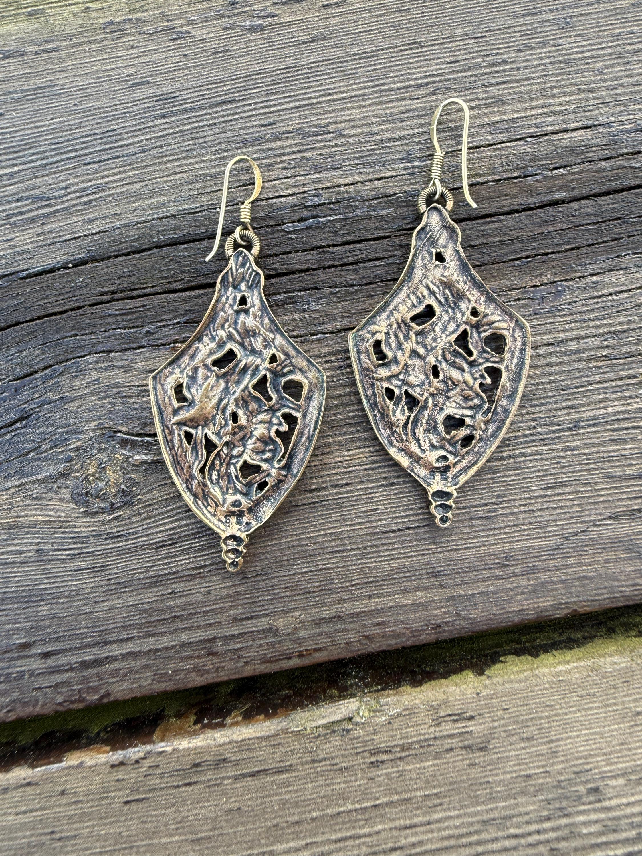 Bronze SIGMUND ESPELAND Viking Dragon Earrings With Sterling Silver ...